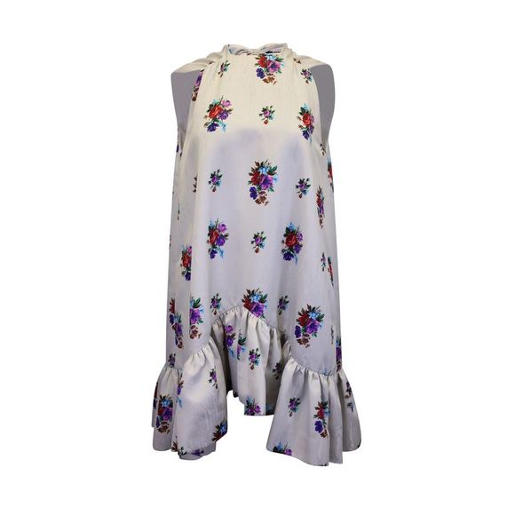 MSGM | Dresses | Msgm Ruffled Floral Mini Dress In White Polyester ...